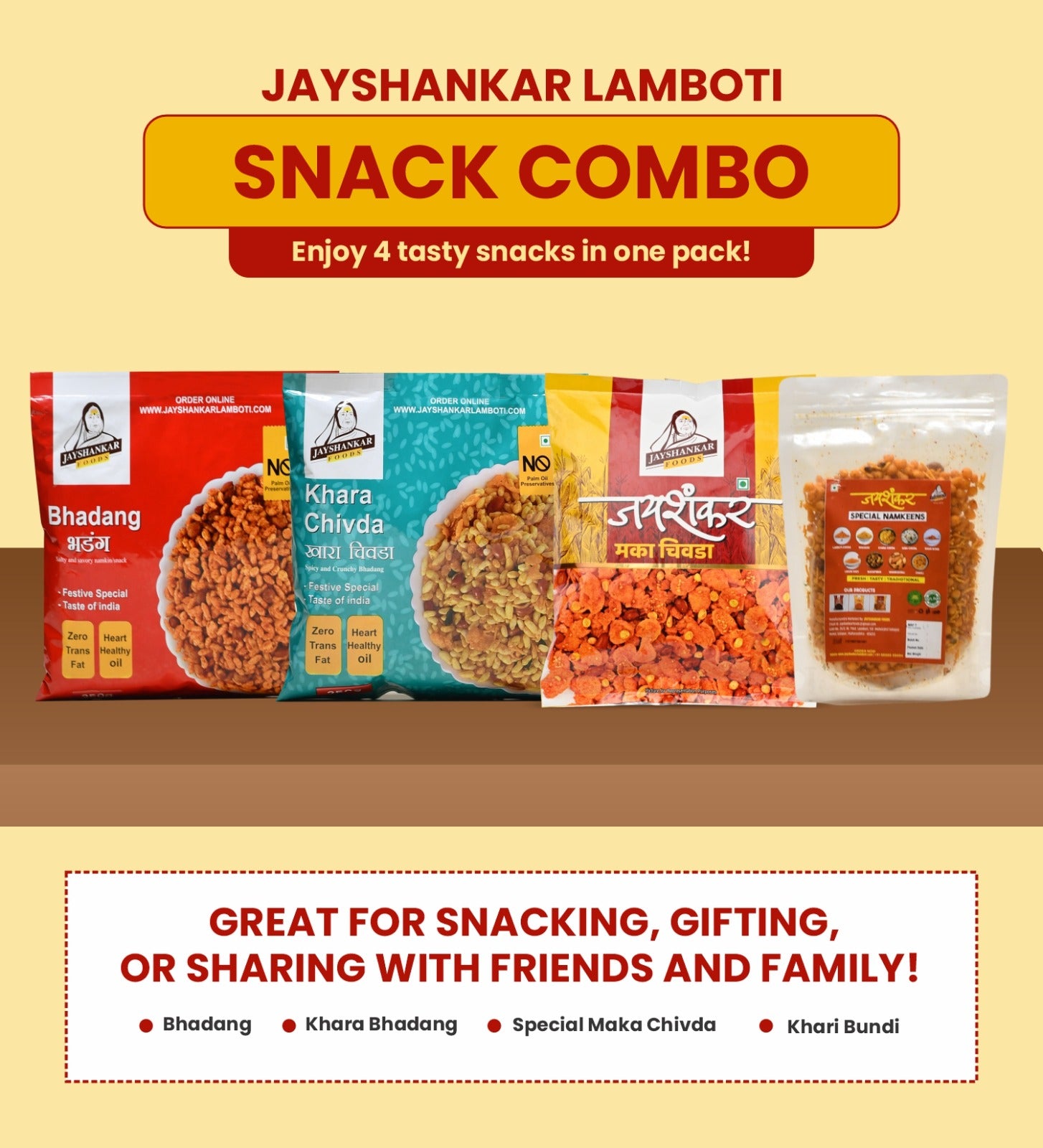 Buy Snacks Combo Pack Online | Bulk & Healthy Options – Jayshankar Lamboti